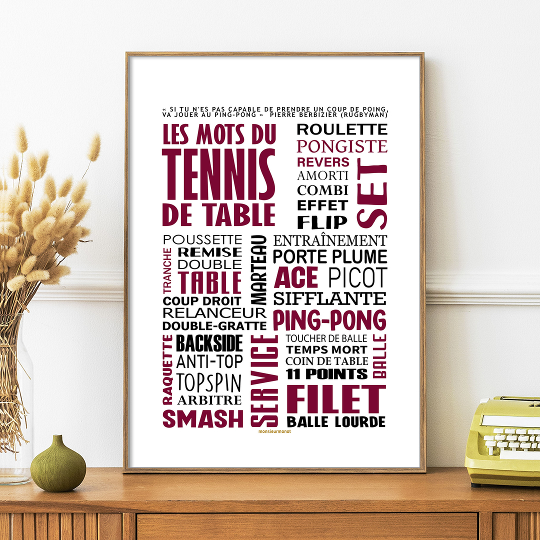 LES MOTS DU TENNIS DE TABLE - PERSONNALISABLE - TOUTES LES AFFICHES ...