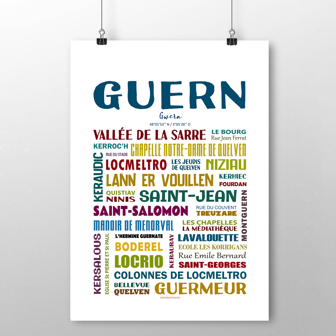 AFFICHE GUERN - LES QUARTIERS - TOUTES LES AFFICHES/AFFICHE MORBIHAN ...