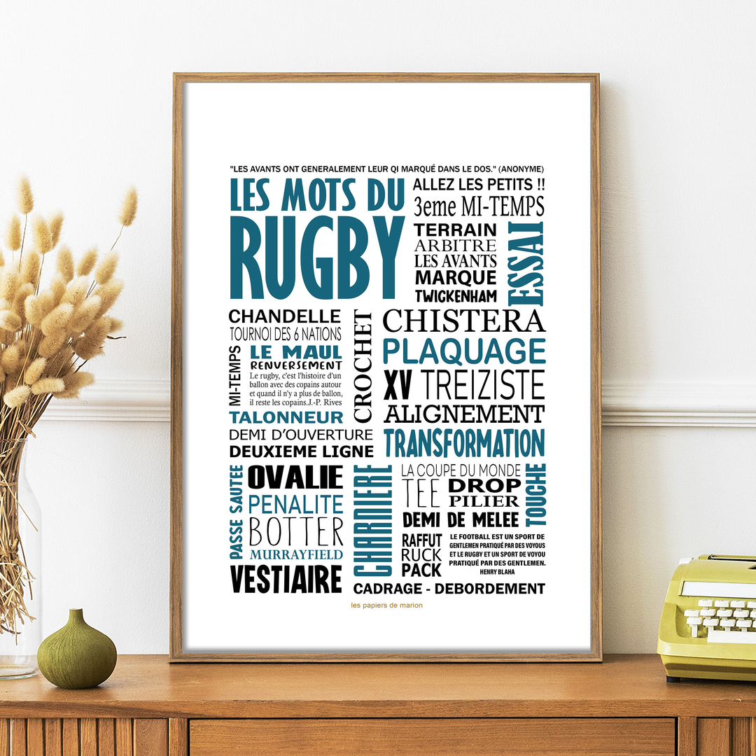 AFFICHE LES MOTS DU RUGBY - PERSONNALISABLE - TOUTES LES AFFICHES ...