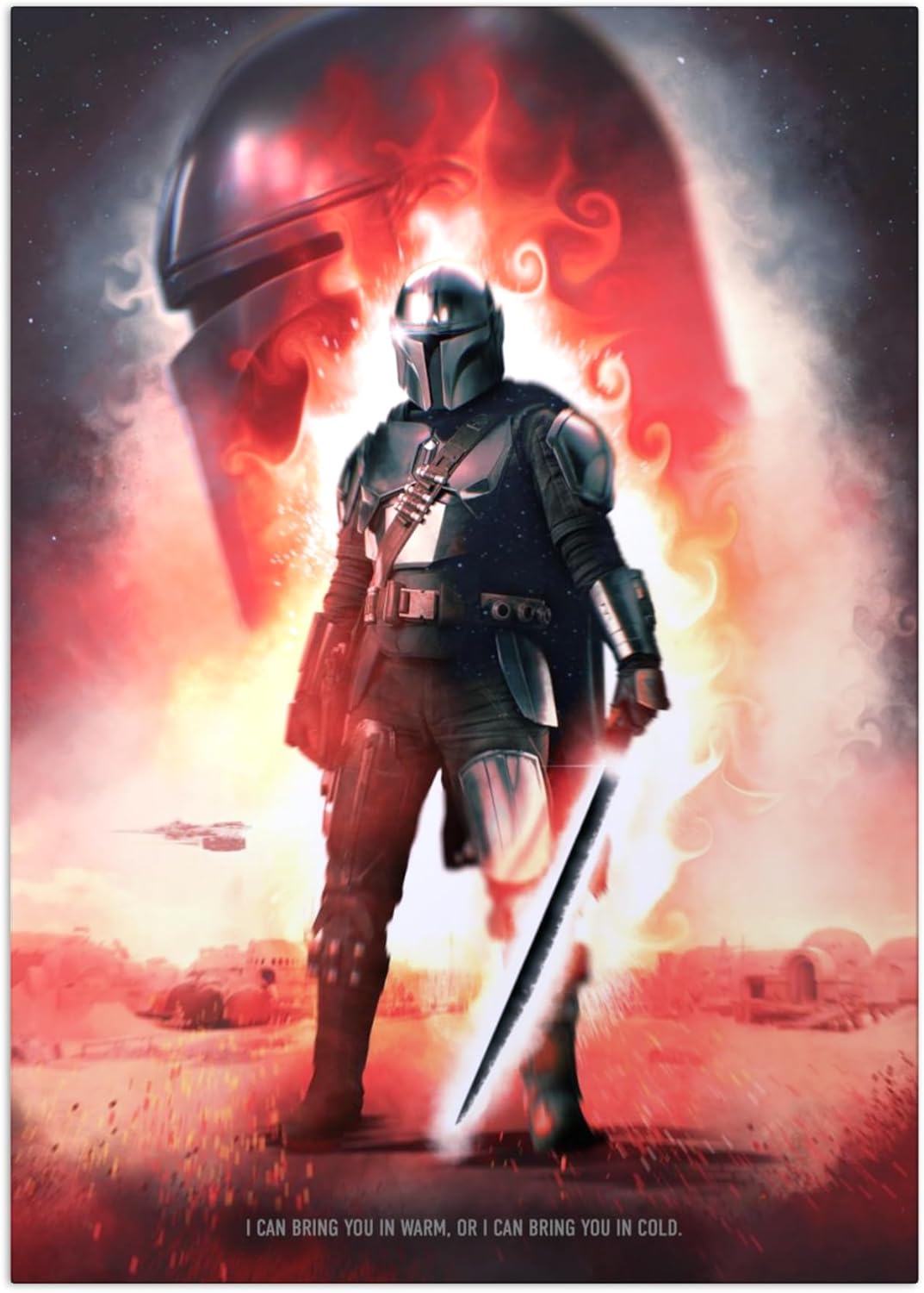 Poster Métal Displate Star Wars Aimanté Mandalorian