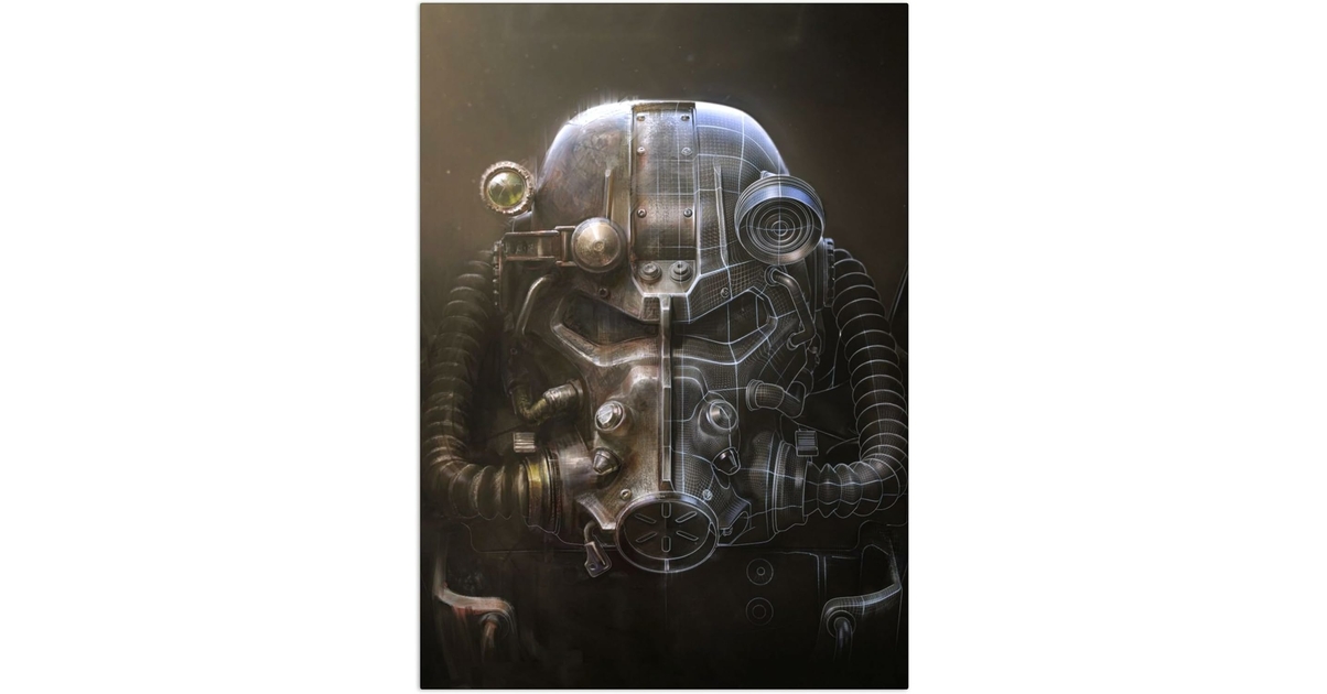 Poster en Métal Displate Monté sur Aimant Fallout Helmet