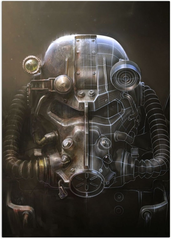 Poster en Métal Displate Monté sur Aimant Fallout Helmet