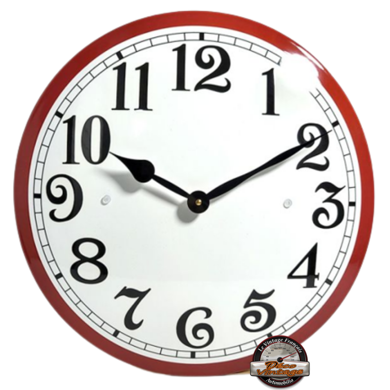 Horloge rétro rouge émaillée - Déco murale/Horloges - decovintage