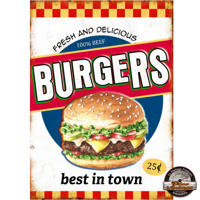 Plaque déco Fresh Burgers - Déco murale/Plaques 30x40 cm - decovintage