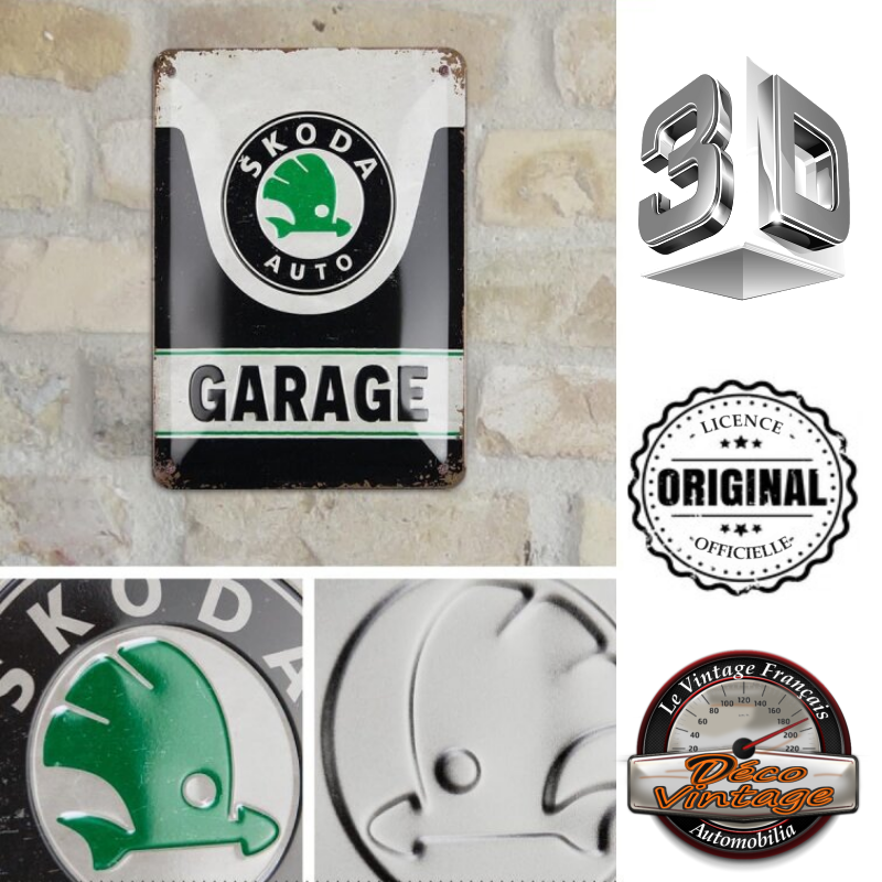 Plaque Skoda garage - Déco murale/Plaques 15x20 cm - decovintage