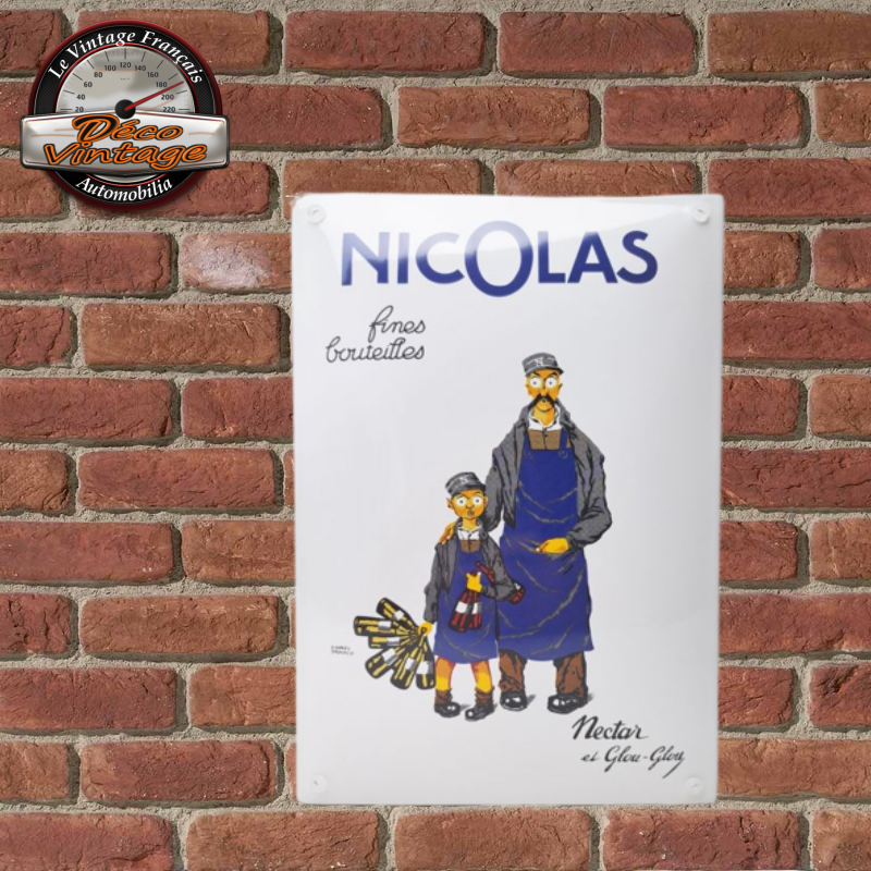 Plaque émaillée Vins Nicolas - Déco murale/Plaques émaillées - decovintage