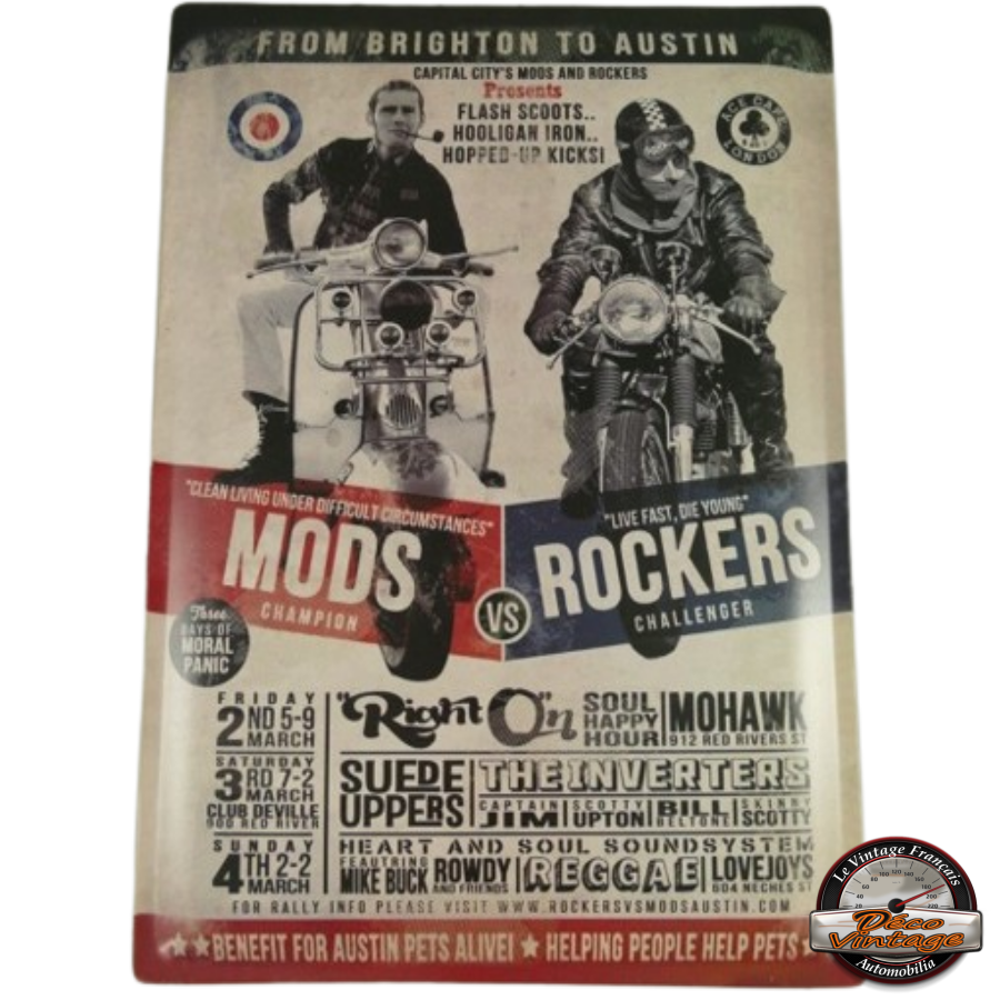 Plaque Mods versus Rockers - Déco murale/Plaques 30x40 cm - decovintage