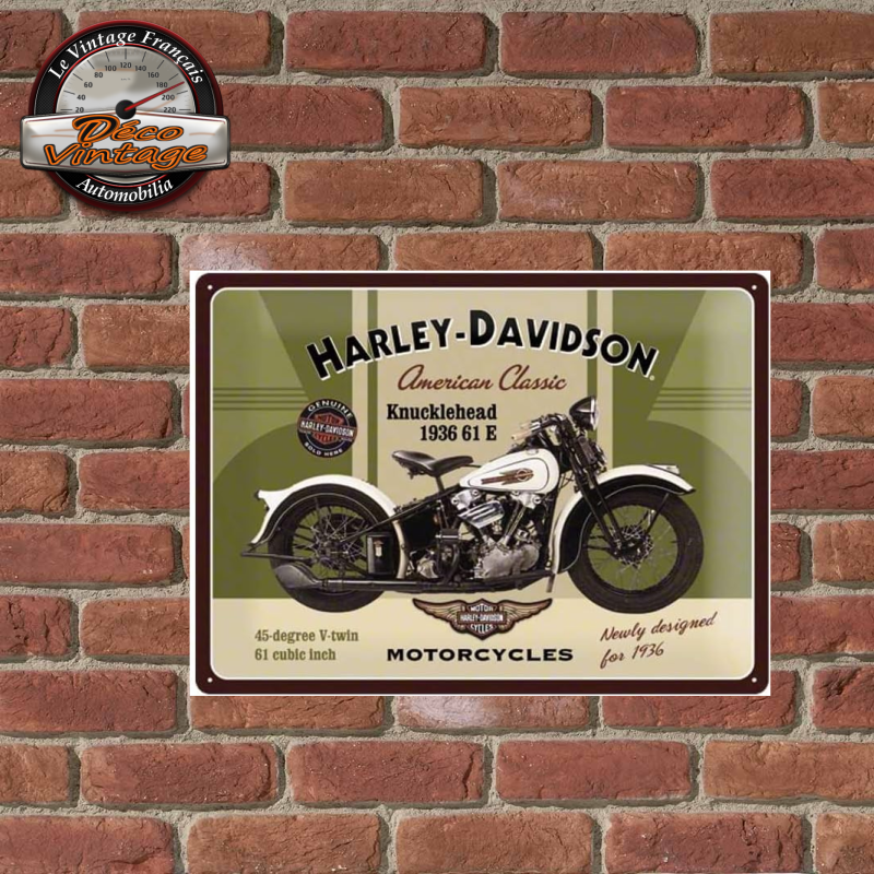 Plaque Harley Davidson Knucklehead 1936 Déco Murale Plaques 30x40 Cm