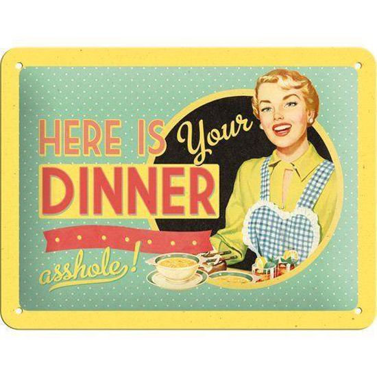 Plaque vintage dinner - Déco murale/Plaques 15x20 cm - decovintage