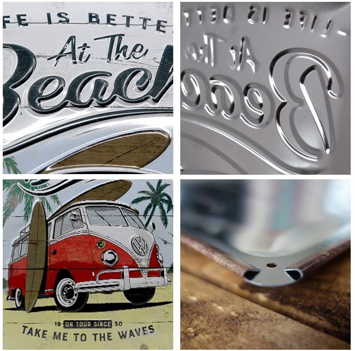 Plaque VW Combi beach 20 x 30 - Déco murale/Plaques 20x30 cm - decovintage