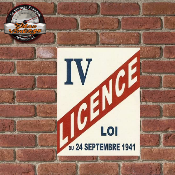 Plaque licence IV 15x20 - Déco murale/Plaques 15x20 cm - decovintage