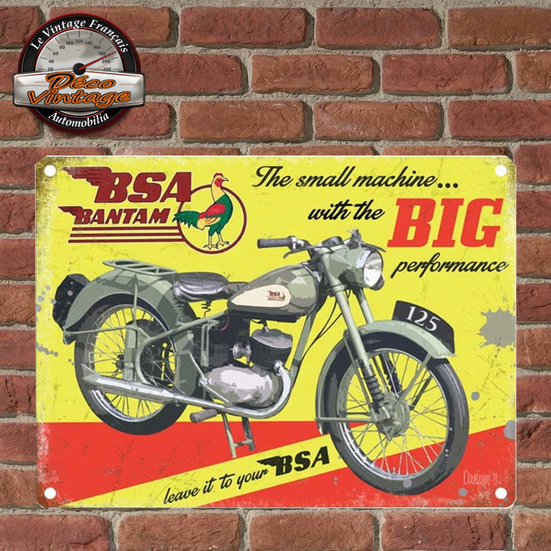 Plaque moto BSA Bantam - Déco murale/Plaques 30x40 cm - decovintage