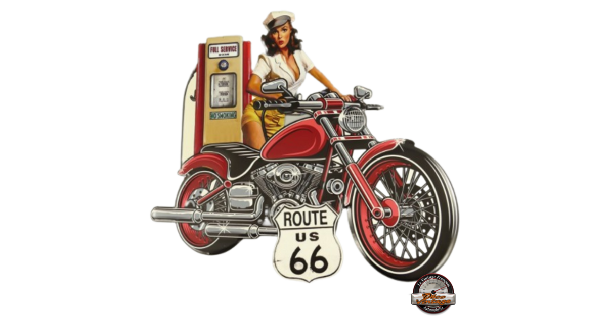 Plaque pin-up Route 66 - Déco murale/Plaques vintages - decovintage