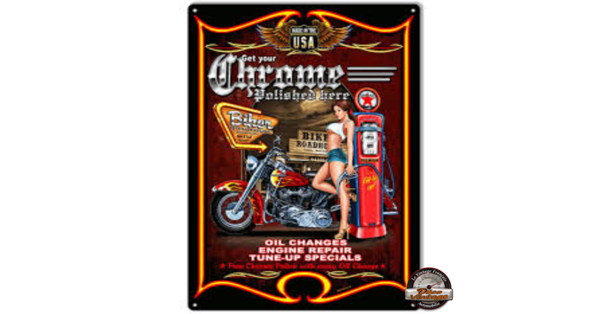 Plaque chrome polished pin-up - Déco murale/Plaques 30x40 cm - decovintage