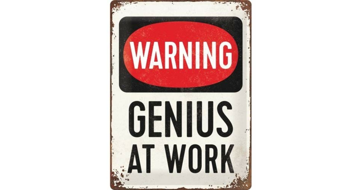 Plaque Warning Genius at work 30 x 40 - Déco murale/Plaques 30x40 cm ...