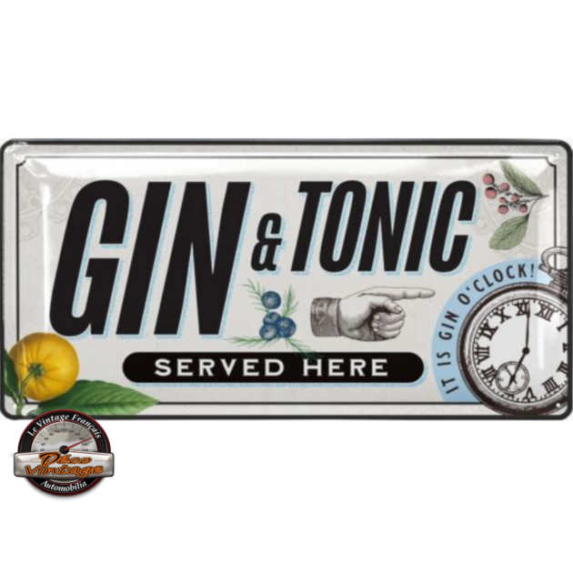 Plaque rétro Gin tonic - Déco murale/Plaques 34x17 cm - decovintage