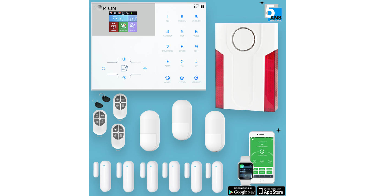 Pack alarme sans fil Orion IP2 - IP & GSM 4G - KIT OR13 4G - Pack ...
