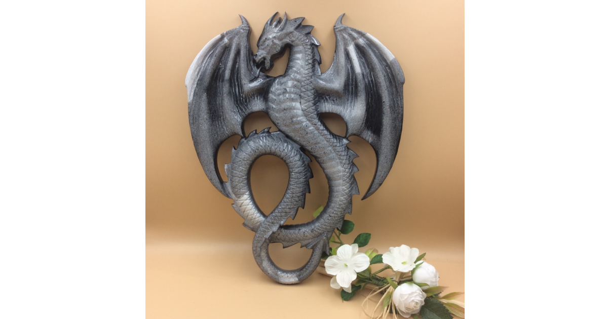 Dragon gris en résine époxy de qualité une pièce très décorative