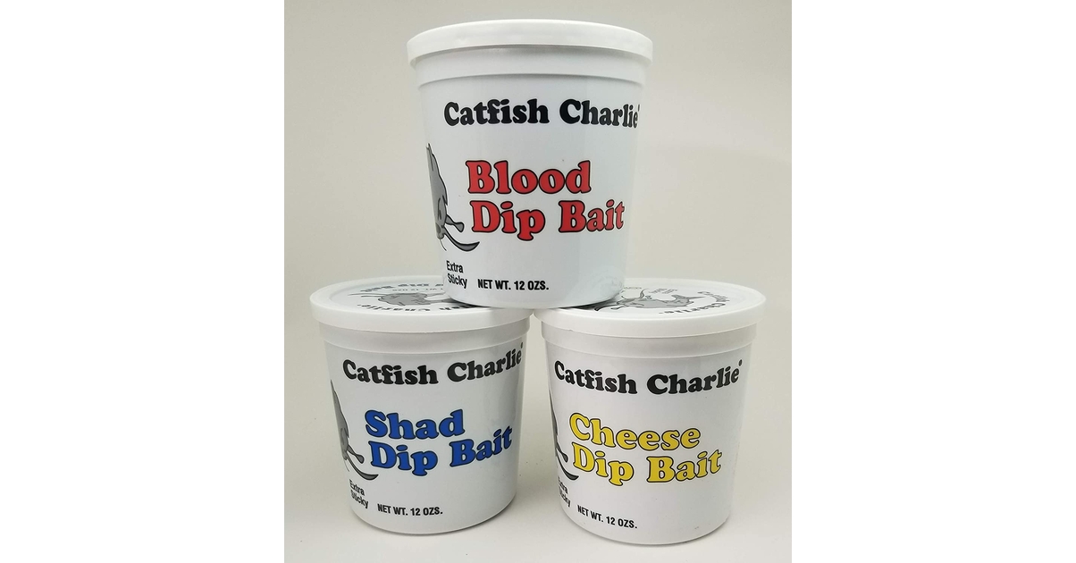 Catfish Charlie Dip Bait Variety Pack, Blood, Shad, and Cheese, 12 oz