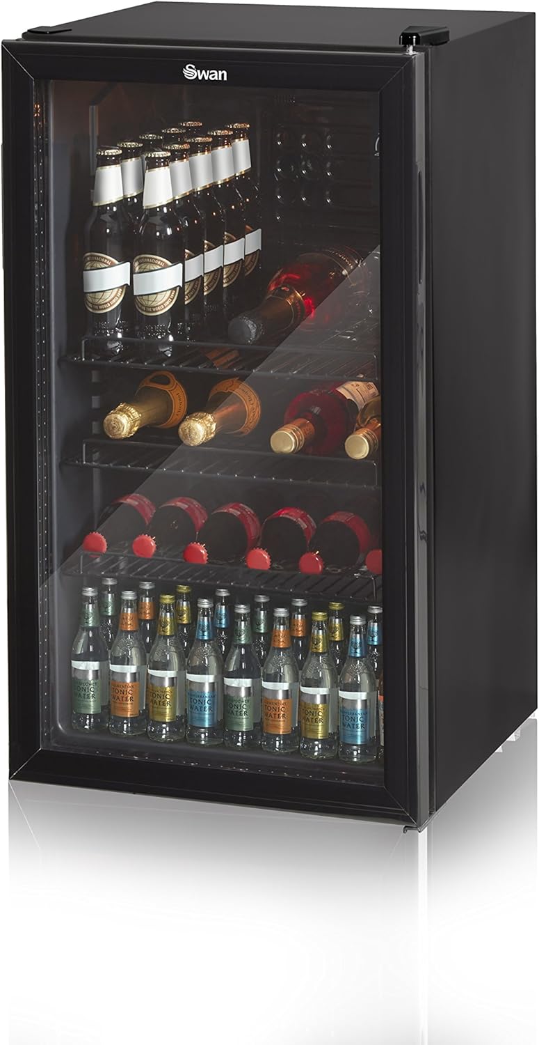 Stylish Glass Front Fridge - Perfect for Drinks & Food Storage
