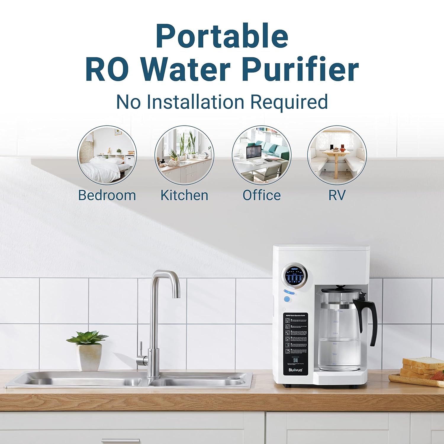 Bluevua RO100ROPOT - Countertop RO System - 4 Stage Purification