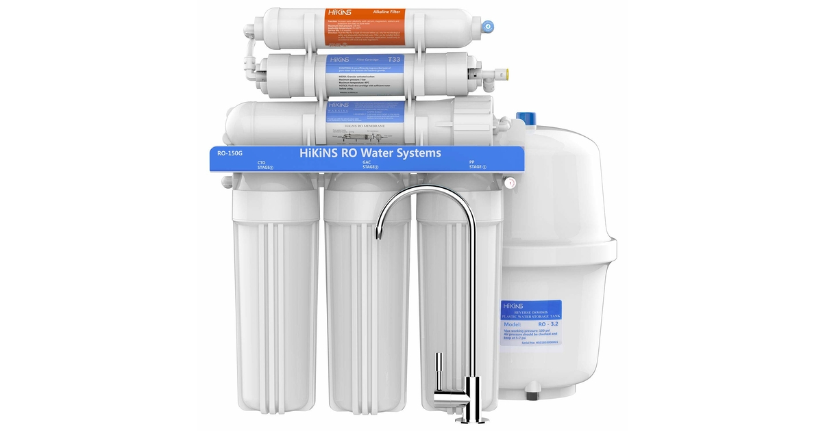 HiKiNS 6 Stage RO Filter System with Alkaline Filter (150GPD) for Under ...