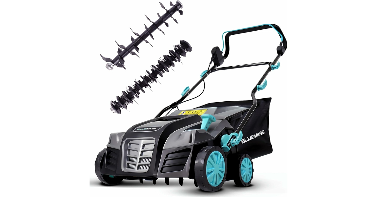 Bluemars Lawn Scarifier and Aerator,2000W Electric Lawn Rake