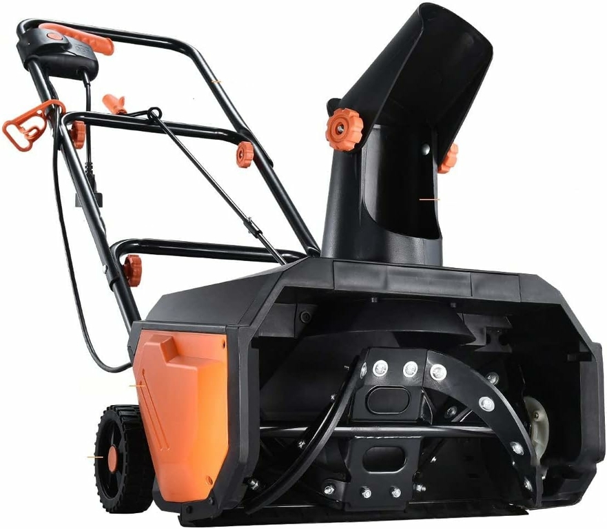 Kapoo Snow Thrower, Black & Orange 18 Inch Electric Snow Blower