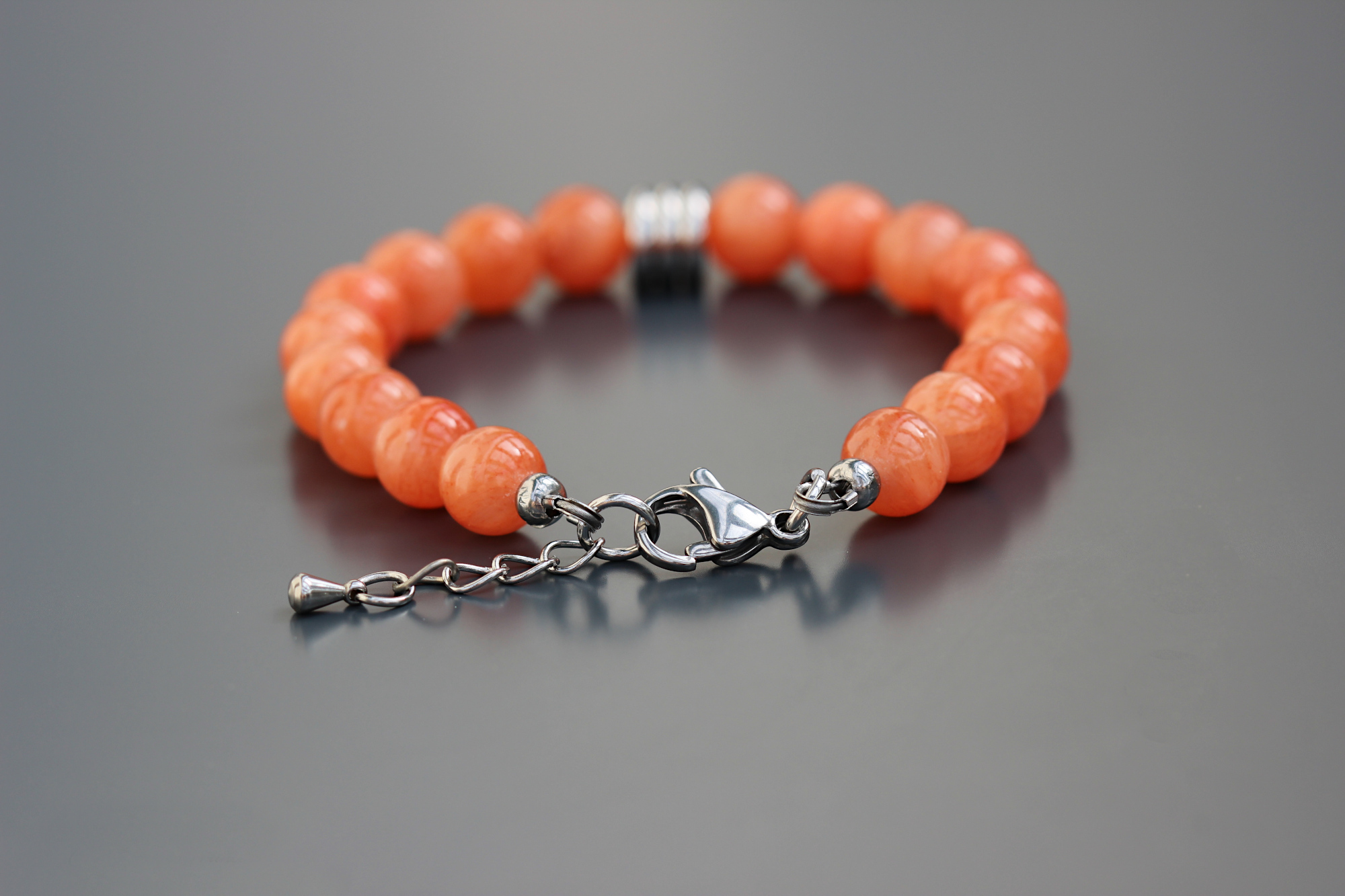 *Coralie* Jade orange - BRACELETS/Pierres fines 8 mm - Lilyperles