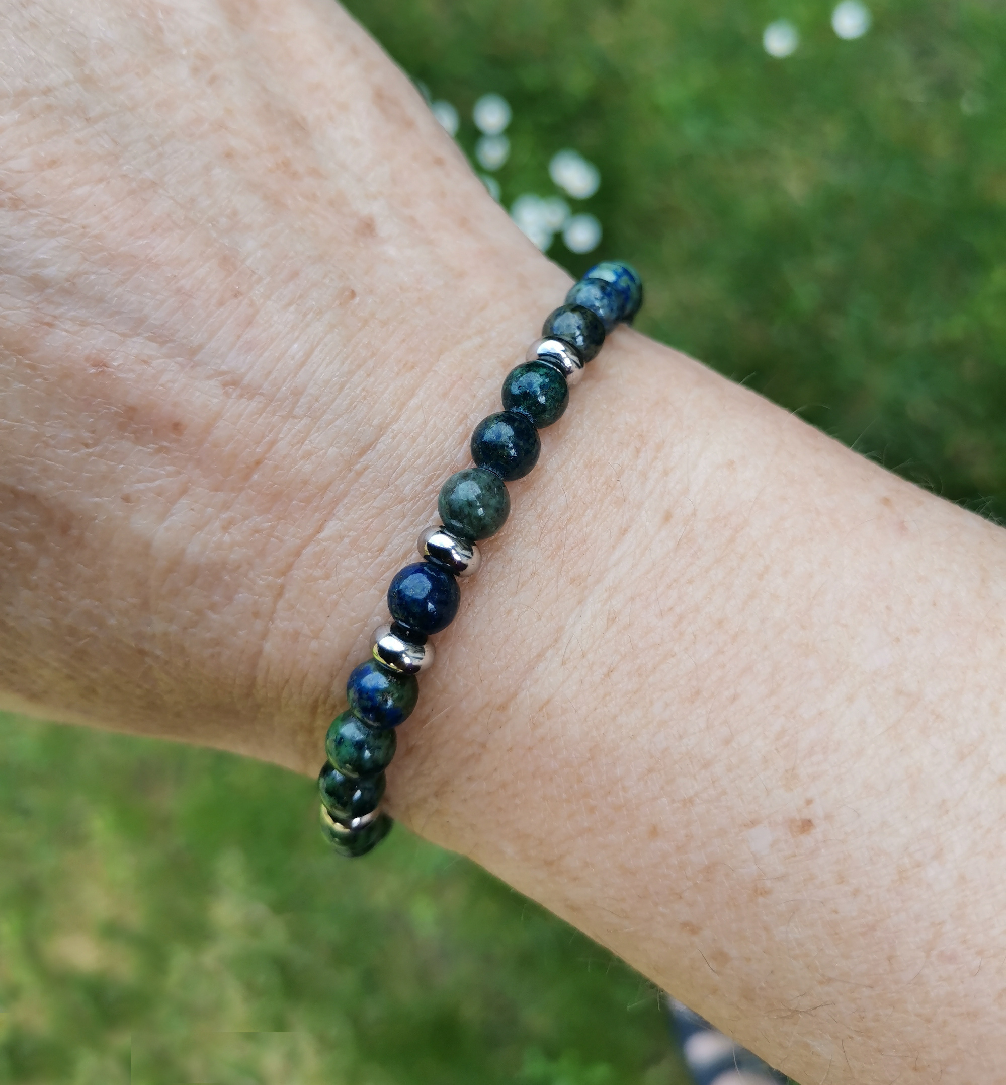 *Nédira* Azurite - BRACELETS/Pierres fines 6 mm - Lilyperles