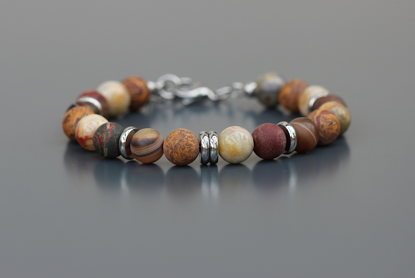 *Sauvanne* Jaspe et Agate - BRACELETS/Pierres fines 8 mm - Lilyperles