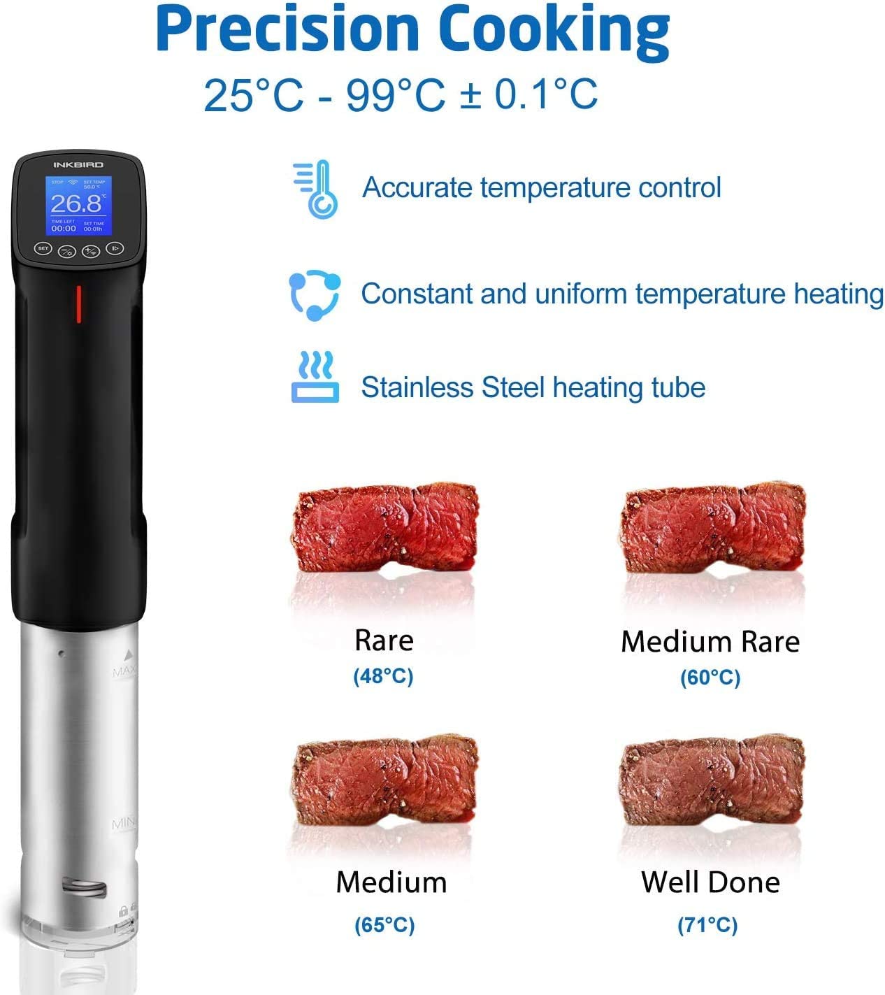 Inkbird ISV-100W - Cuiseur Sous Vide Thermoplongeur Télécommande Wi-Fi