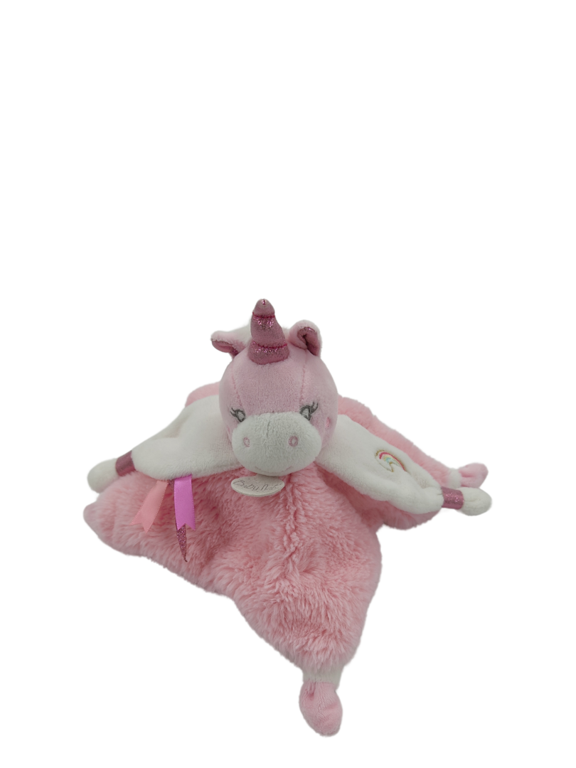 Doudou Mignonette licorne rose et blanche