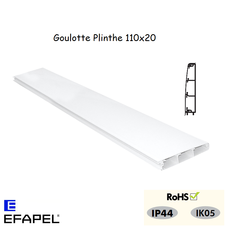 Lot de Goulottes Plinthes 110x20 pour passage de câbles EFAPEL