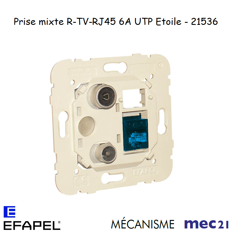 Mécanisme Prise R-TV-RJ45 Cat. 6A UTP étoile prise antenne Efapel