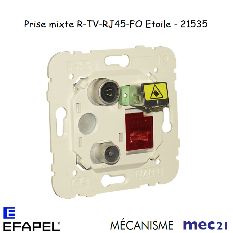 Mécanisme Prise Mixte R-TV-RJ45 Cat.6UTP-FO SC APC Etoile EFAPEL