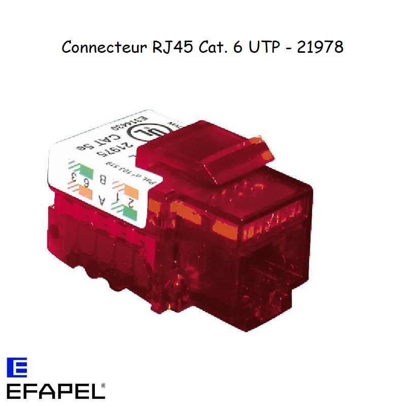 Connecteur RJ45 Cat. 6 UTP (250MHz) - Les mécanismes MEC21 EFAPEL