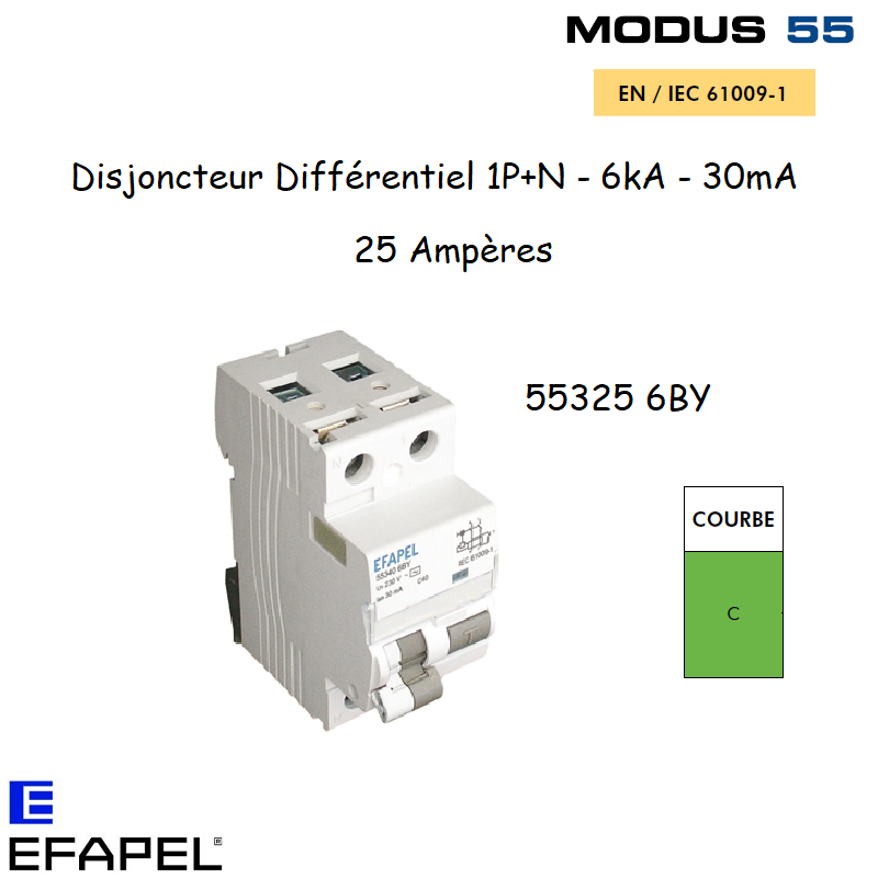 Disjoncteur Différentiel 1P+N Protection électrique 30mA - 25A