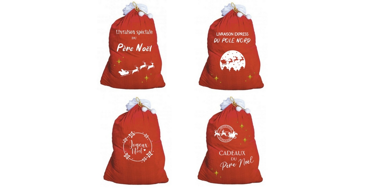 Grande hotte de Père Noël personnalisée - L'Atelier Créations