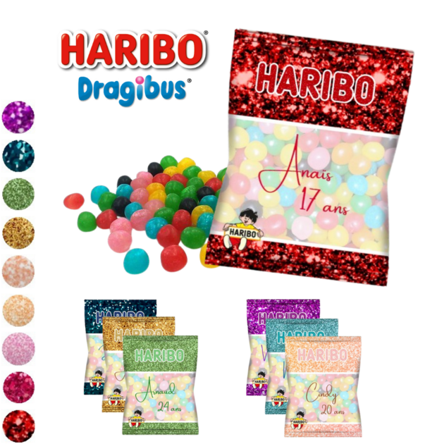 Dragibus personnalisés Pailletés - L'Atelier Créations