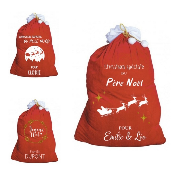 Vraie hotte du Père Noël personnalisable - L'Atelier Créations
