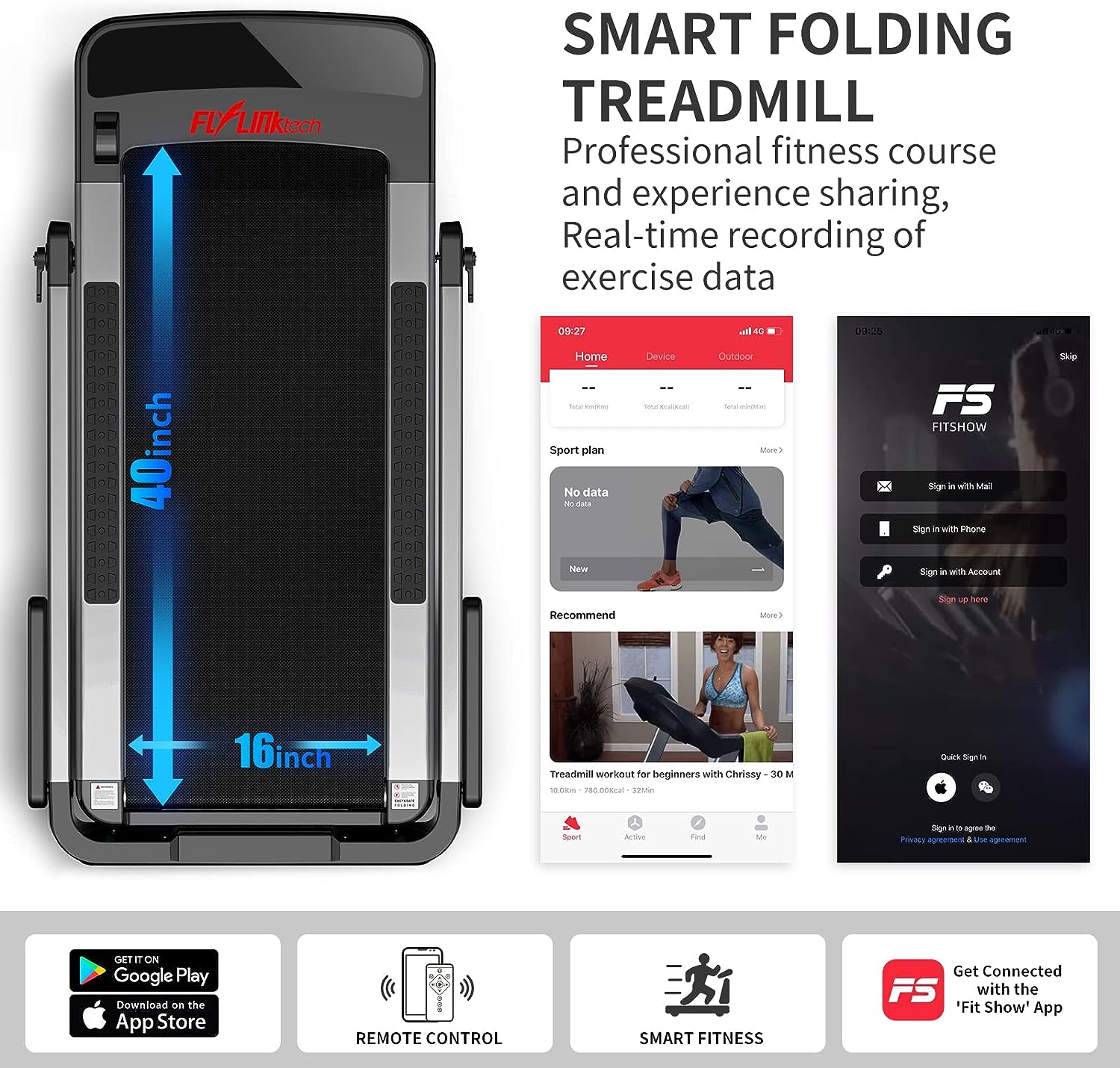 Tapis de Course pliable FLYLINKTECH - Confortable & Polyvalent