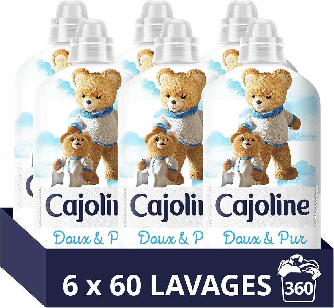 Cajoline Adoucissant Hypoallergénique - Lot de 6, Parfum Doux et pur