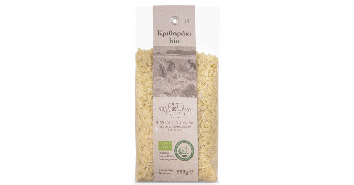 KRITHARAKI BIO Pâtes Traditionnelles Grecques ORZO 500g AGROZIMI