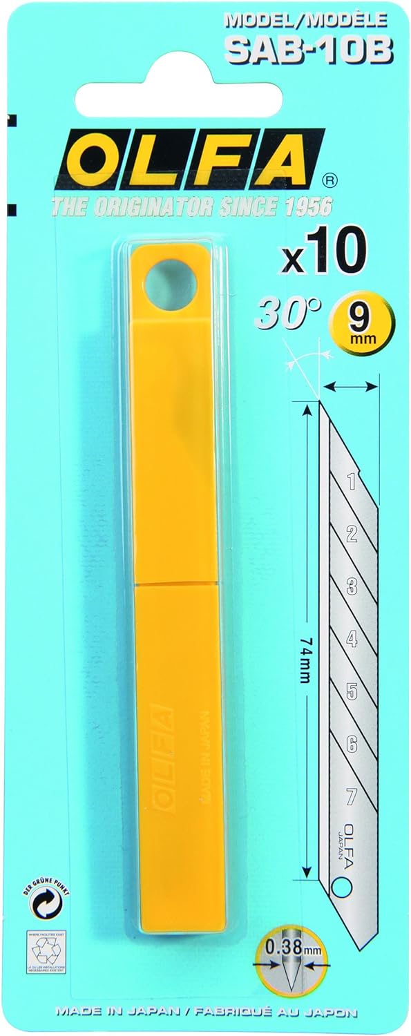 Olfa 10 lames OLFA SAB-10B, Acier Inoxydable, acier, 8 x 0,9 x 0,1 cm - Outil et matériels ...