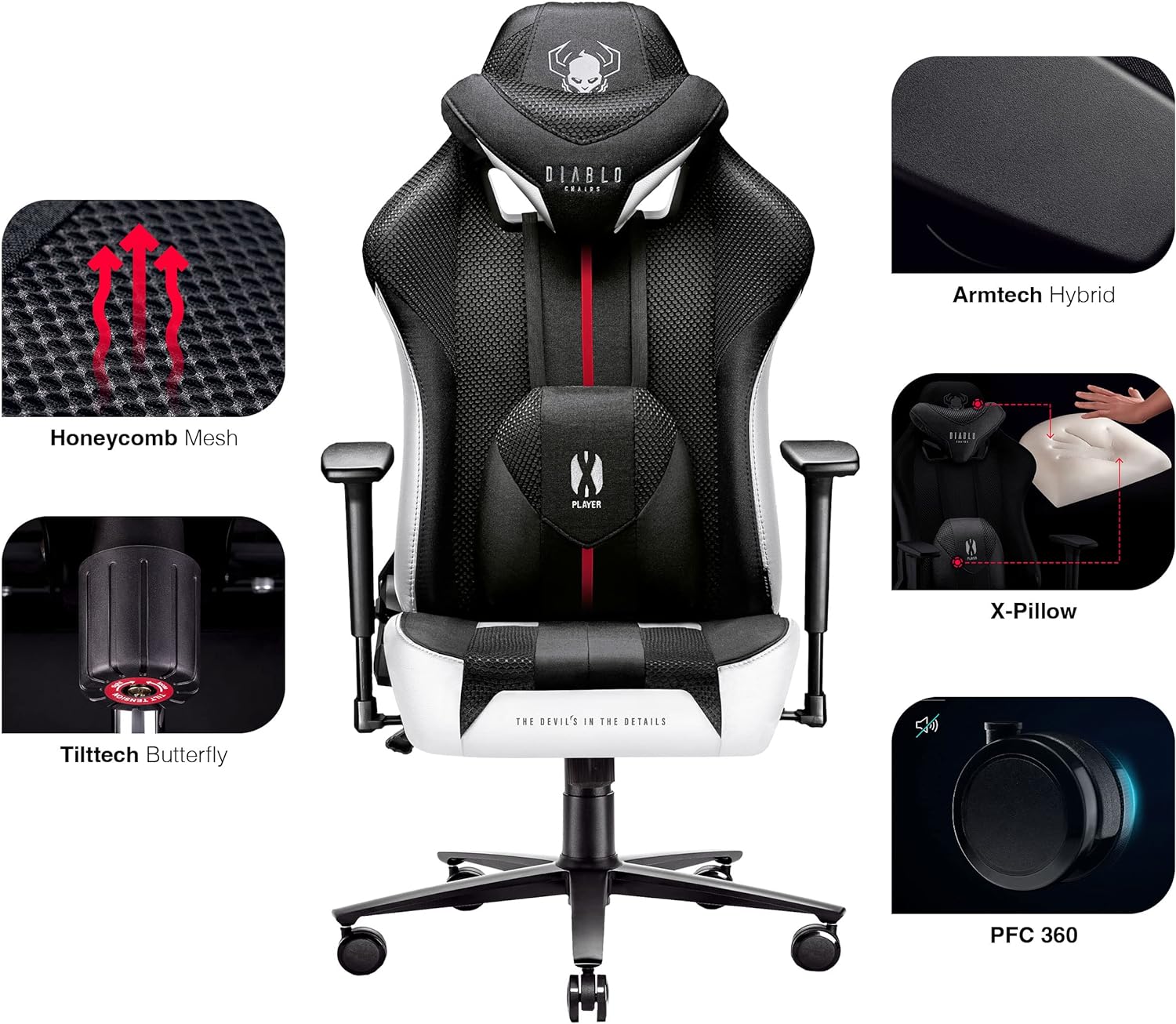 Diablo X-Player 2.0 - Chaise Gaming (Blanc-noir)