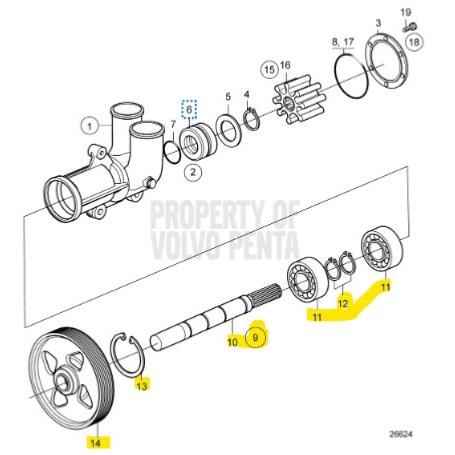 Shaft kit 21951453 de pompe à eau de mer complète VOLVO PENTA en vente ...