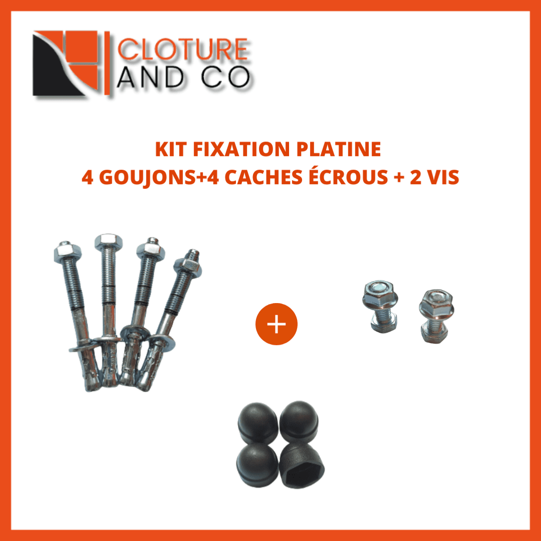 KIT fixation platine 4 goujons+4 caches écrous + 2 vis