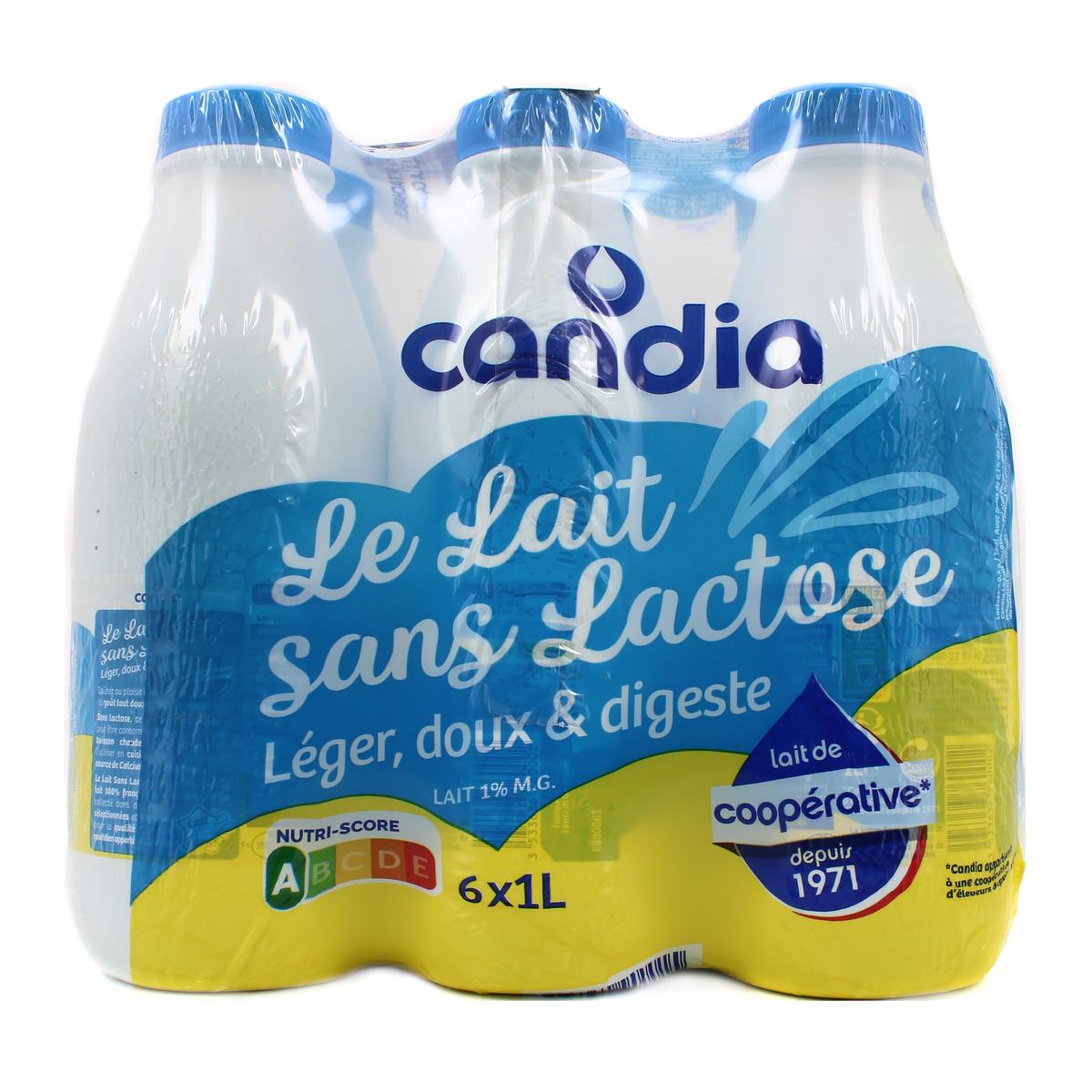 CANDIA - LAIT DOUX ET LEGER SANS LACTOSE UHT Pack de 6 x 100cl - Lait ...