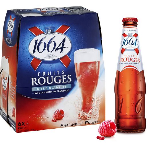 1664 - BIERE BLANCHE AROMATISEE FRUITS ROUGES Pack de 6 bouteilles de ...